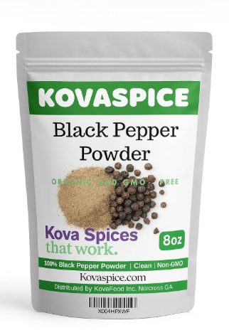 Kova Spice Organic Black Pepper, Peppercorn Powder - 8oz – Kovafood